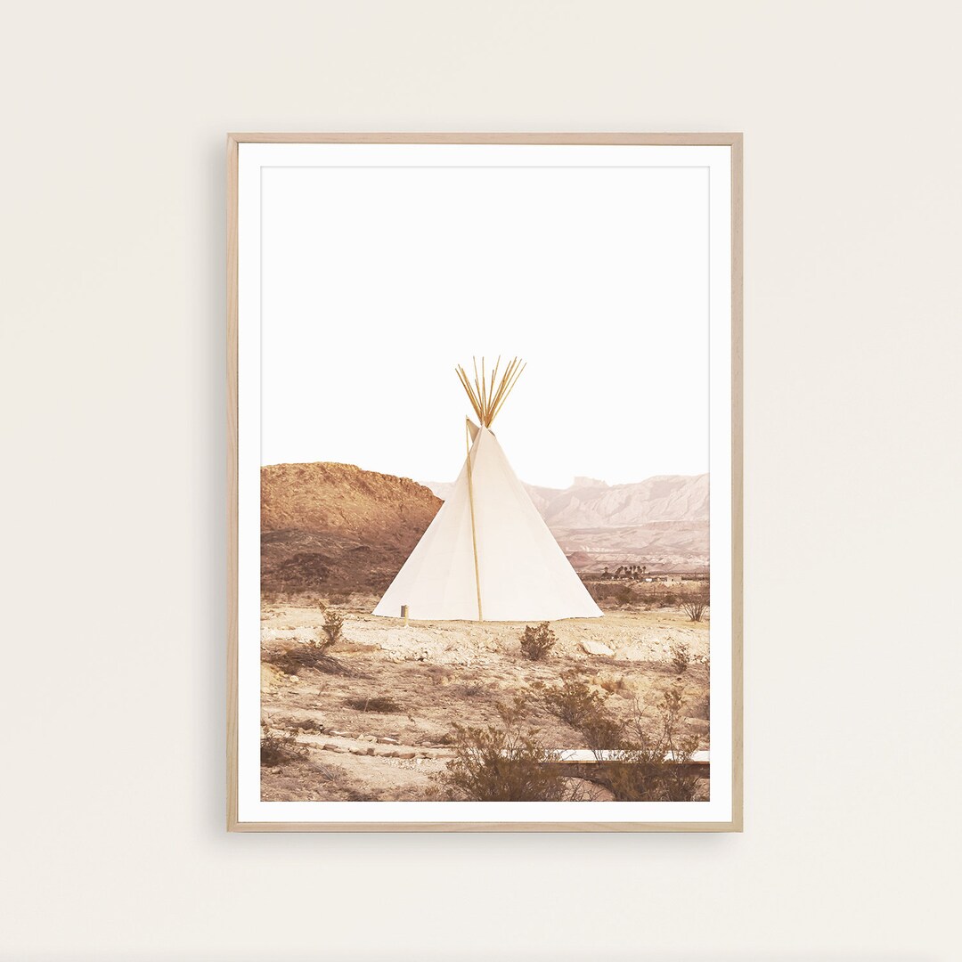 Teepee Druck Indianer Art Western Dekor Texas Wüste Print Boho ...