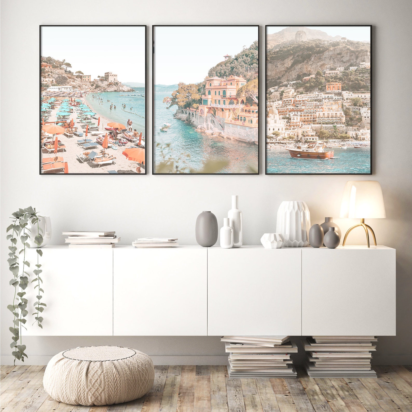 Italian Riviera Prints Beach Art Pastel Decor Set of 3 Prints - Etsy