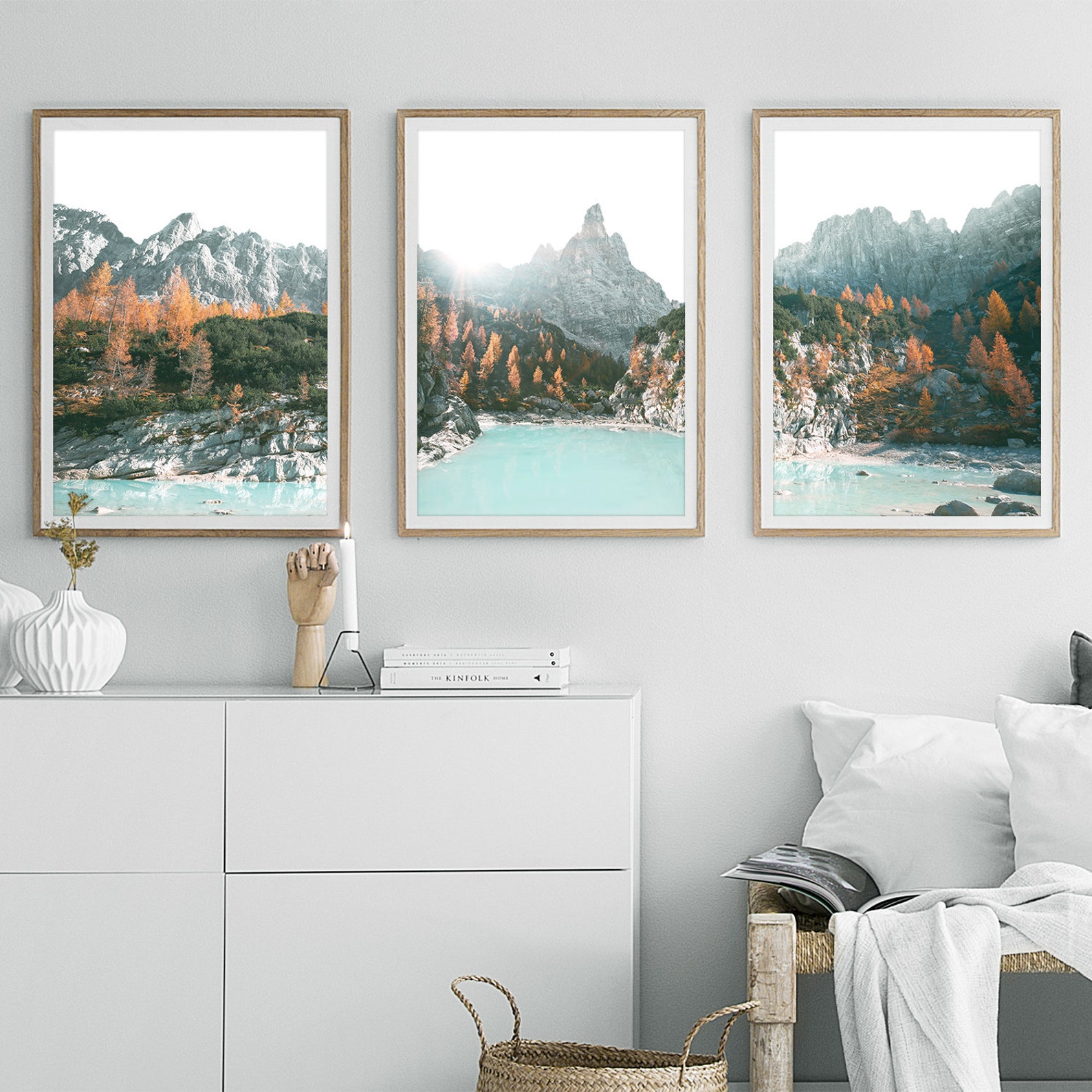 Mountain Poster Scandinavian Print Set Gallery Wall Set of 3 Wall Art ...
