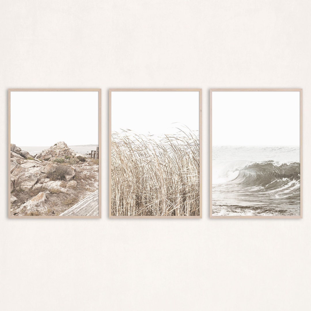 Neutral Wall Art Set of 3 Beach Prints Minimalist Print Coastal Art ...
