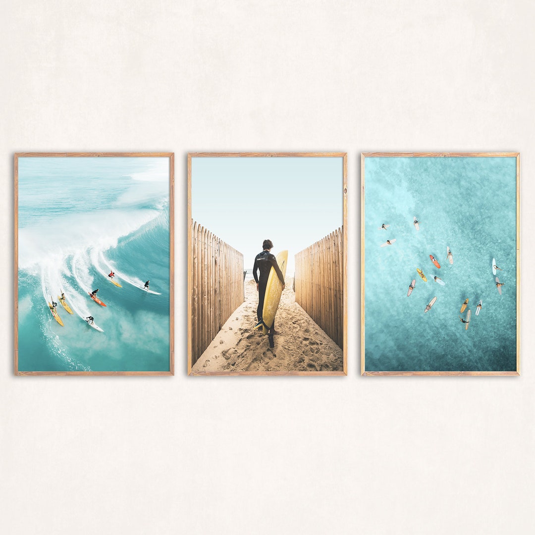 Surf Print Set of 3 Beach Prints Surfboard Wall Art Surfing Poster Surf ...