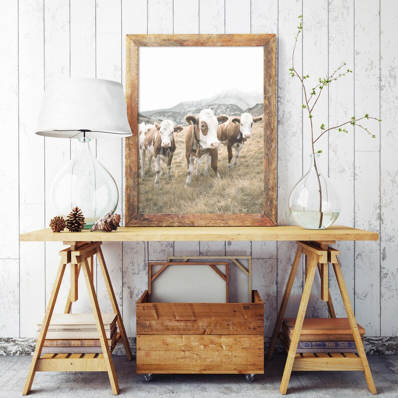 Cow Print Farm Poster Rustic Art Farmhouse Print Country Decor - Etsy