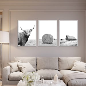 Farmhouse Print Art Set of 3 Prints Black and White Print Farmhouse ...