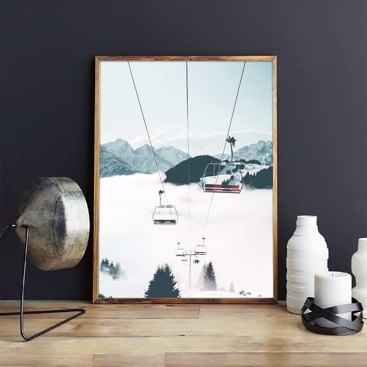 Scandinavian Wall Art Ski Lift Print Mountain Poster Nordic Wall Art ...