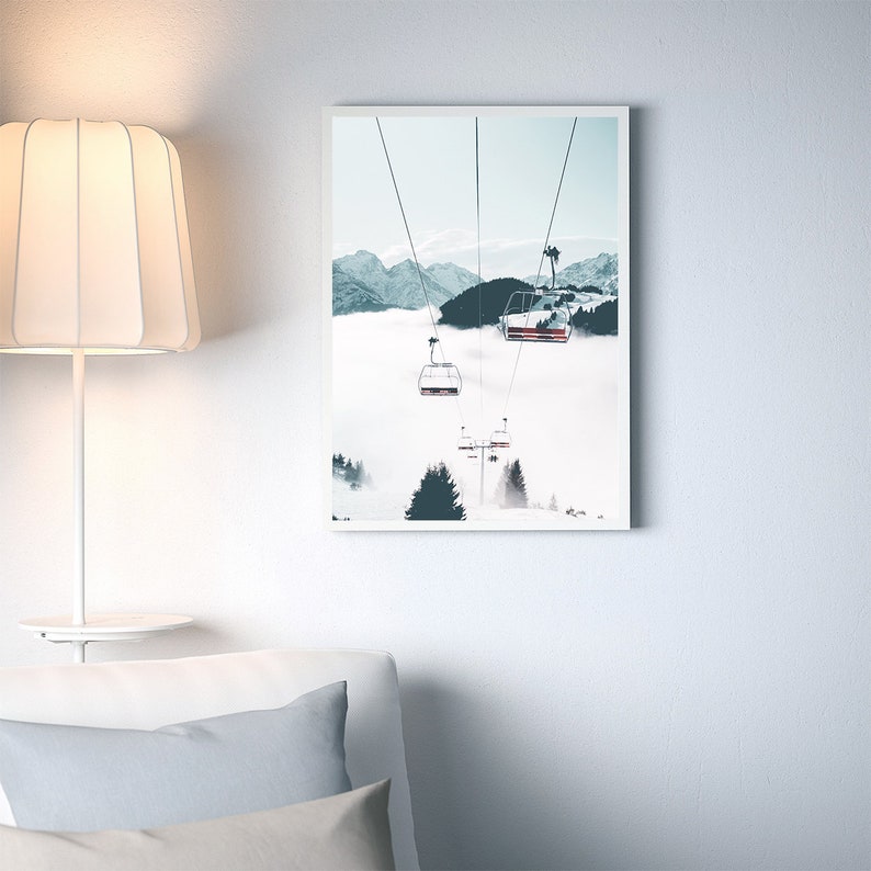 Scandinavian Wall Art Ski Lift Print Mountain Poster Nordic Wall Art ...