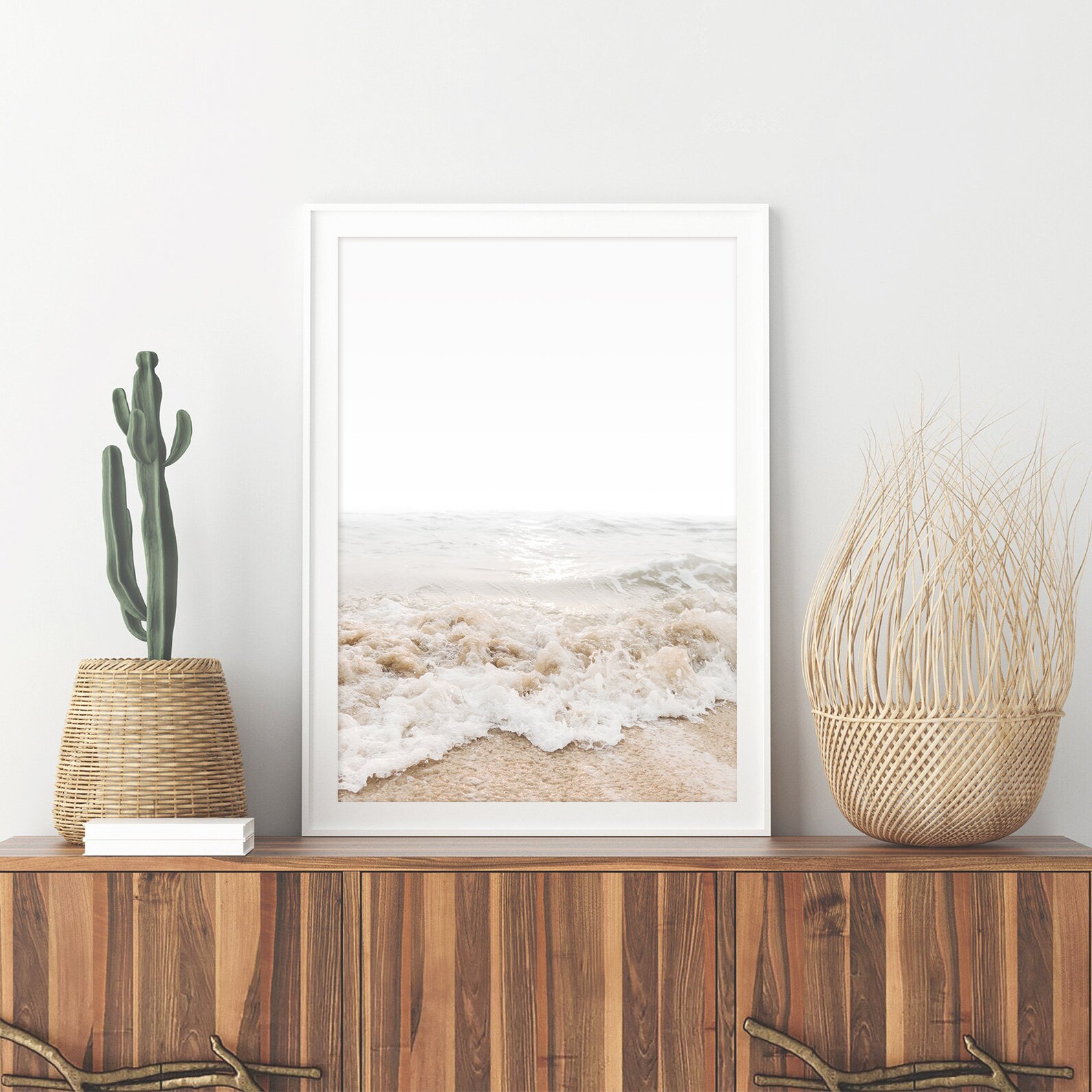 Neutral Beach Wall Art Pastel Beach Print Coastal Art Wave | Etsy