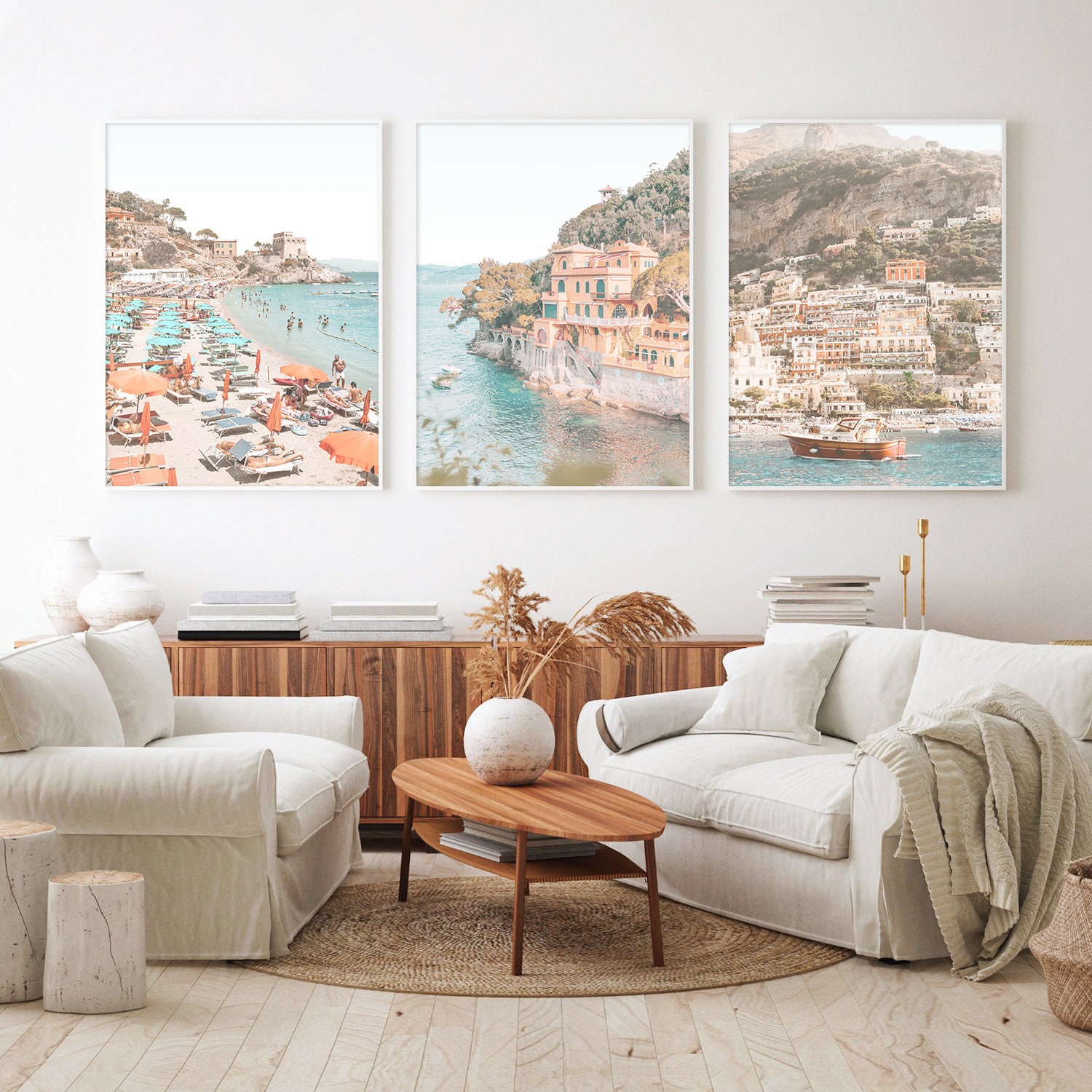 Italian Riviera Prints Beach Art Pastel Decor Set of 3 Prints - Etsy ...