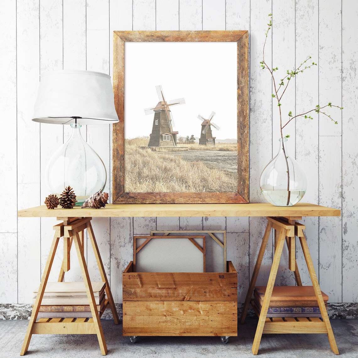 Windmill Art Farmhouse Decor Farm House Print Rustic Printable | Etsy