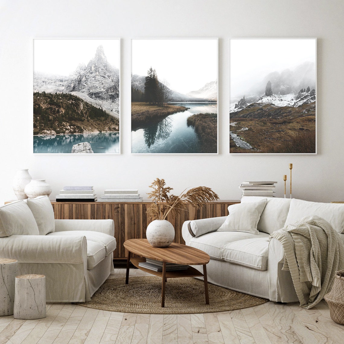Set of 3 Mountain Prints Nature Wall Decor Nordic Poster - Etsy