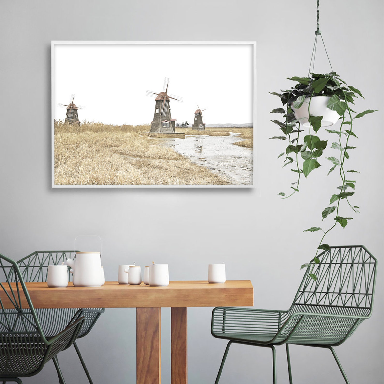 Windmill Print Large Rustic Wall Art Farmhouse Poster Country - Etsy