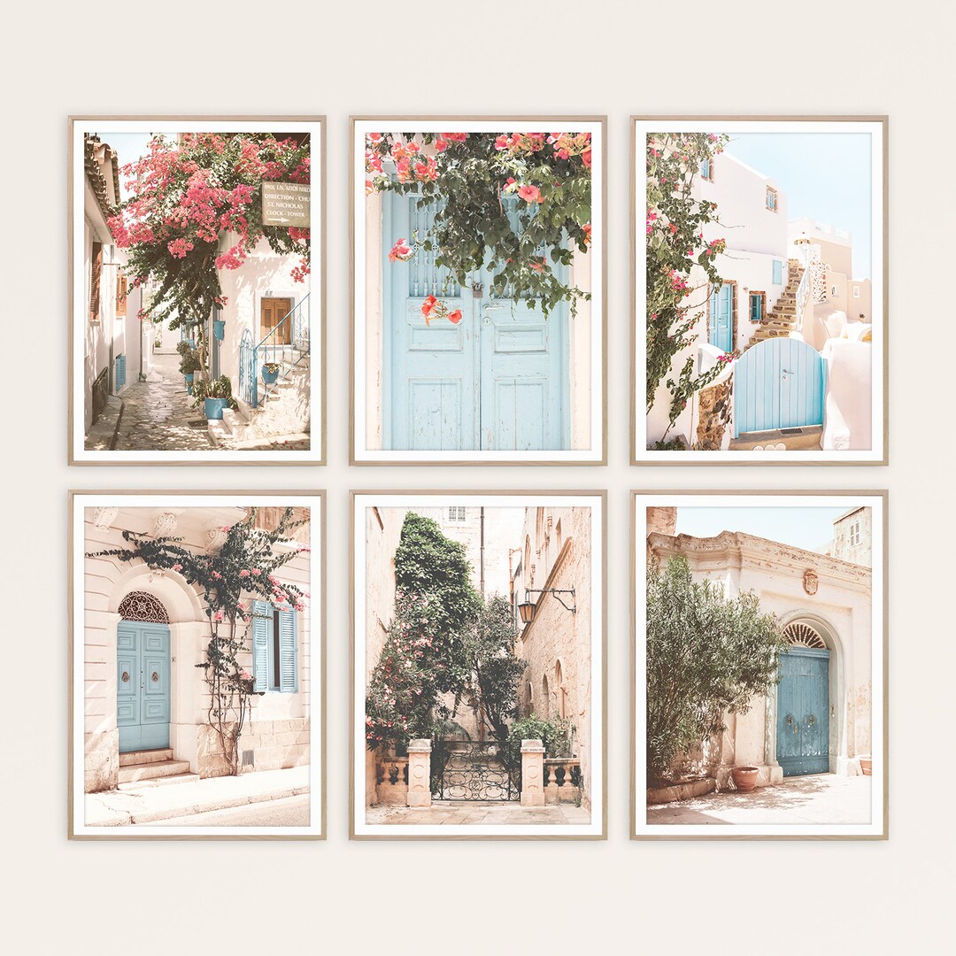 Greece Print Set Gallery Wall Set of 6 Prints Pastel Decor Bedroom ...