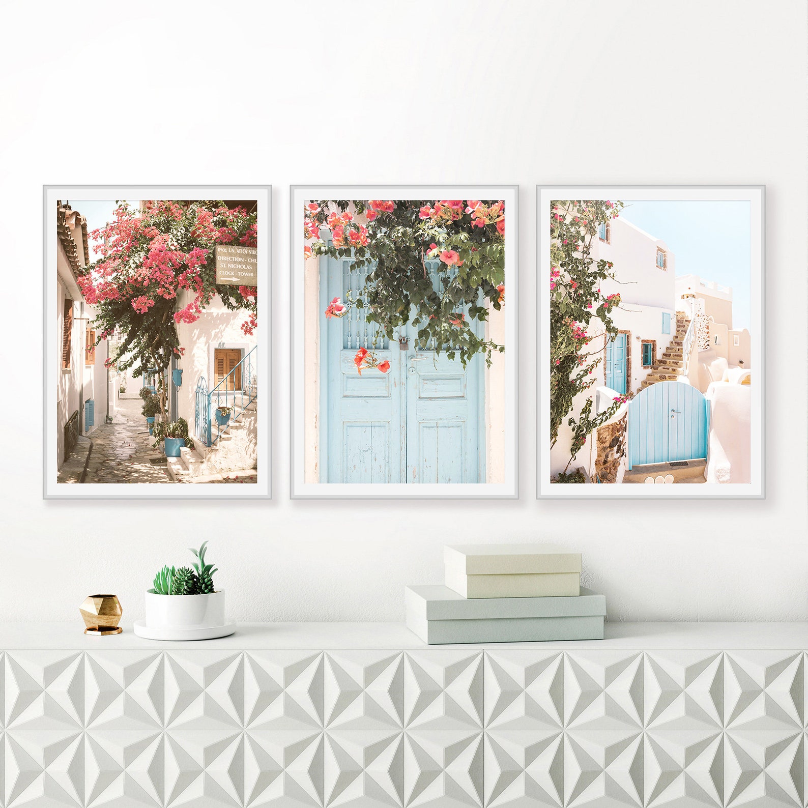 Greece Print Set of 3 Wall Decor Pink Bedroom Decor Greek Art - Etsy
