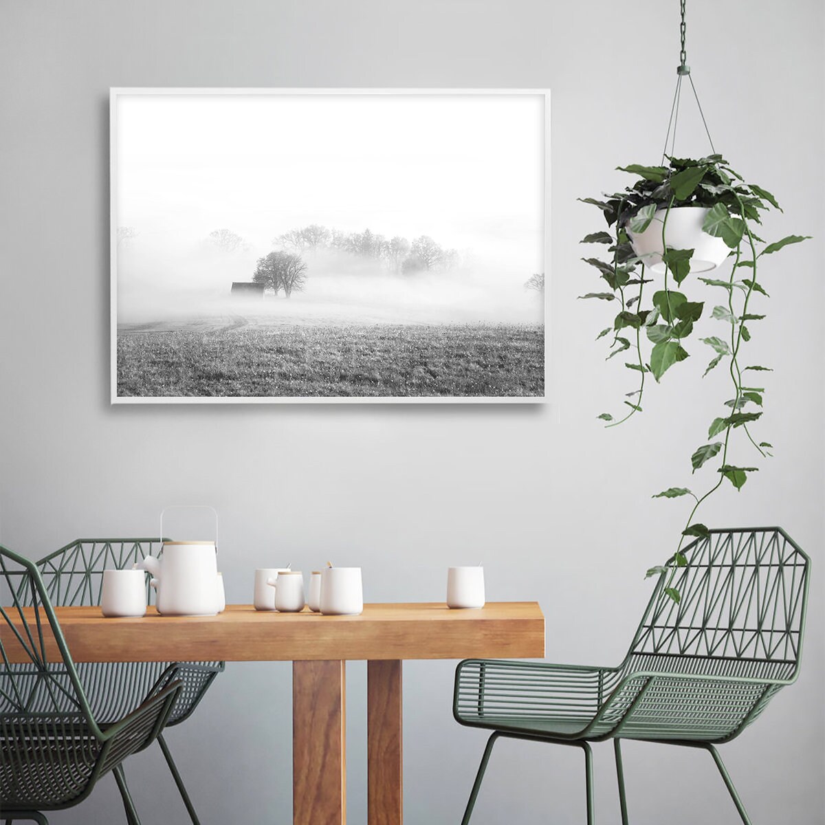 Black and White Farm Print Farmhouse Wall Art Field Print | Etsy