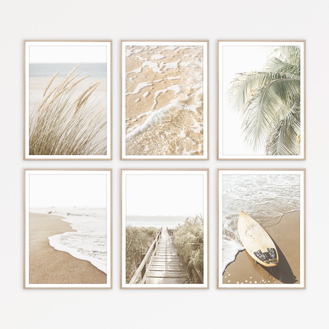 Ocean Wall Art Neutral Beach Decor Tropical Print Set of 6 Beach Prints ...