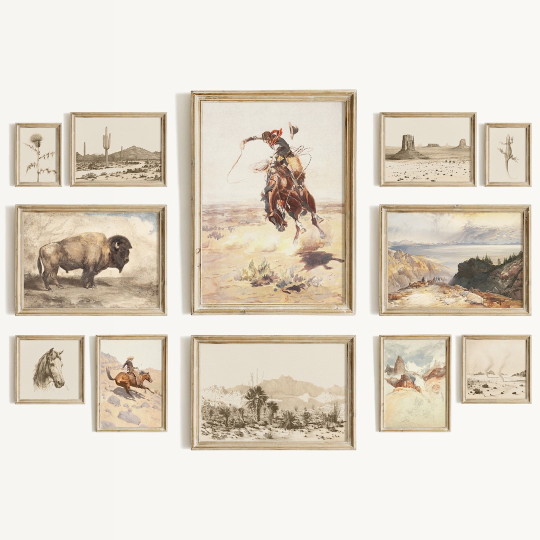 Southwestern Wall Art Vintage Cowboy Print American Rustic Art Country ...