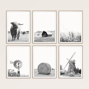 Farmhouse Decor Farm Print Set of 6 Prints Cow Poster Rustic Home Decor ...