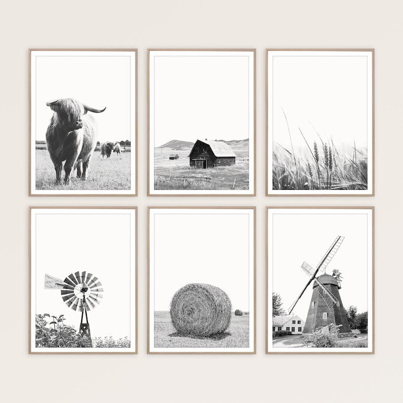Farmhouse Decor Farm Print Set of 6 Prints Cow Poster Rustic - Etsy Canada