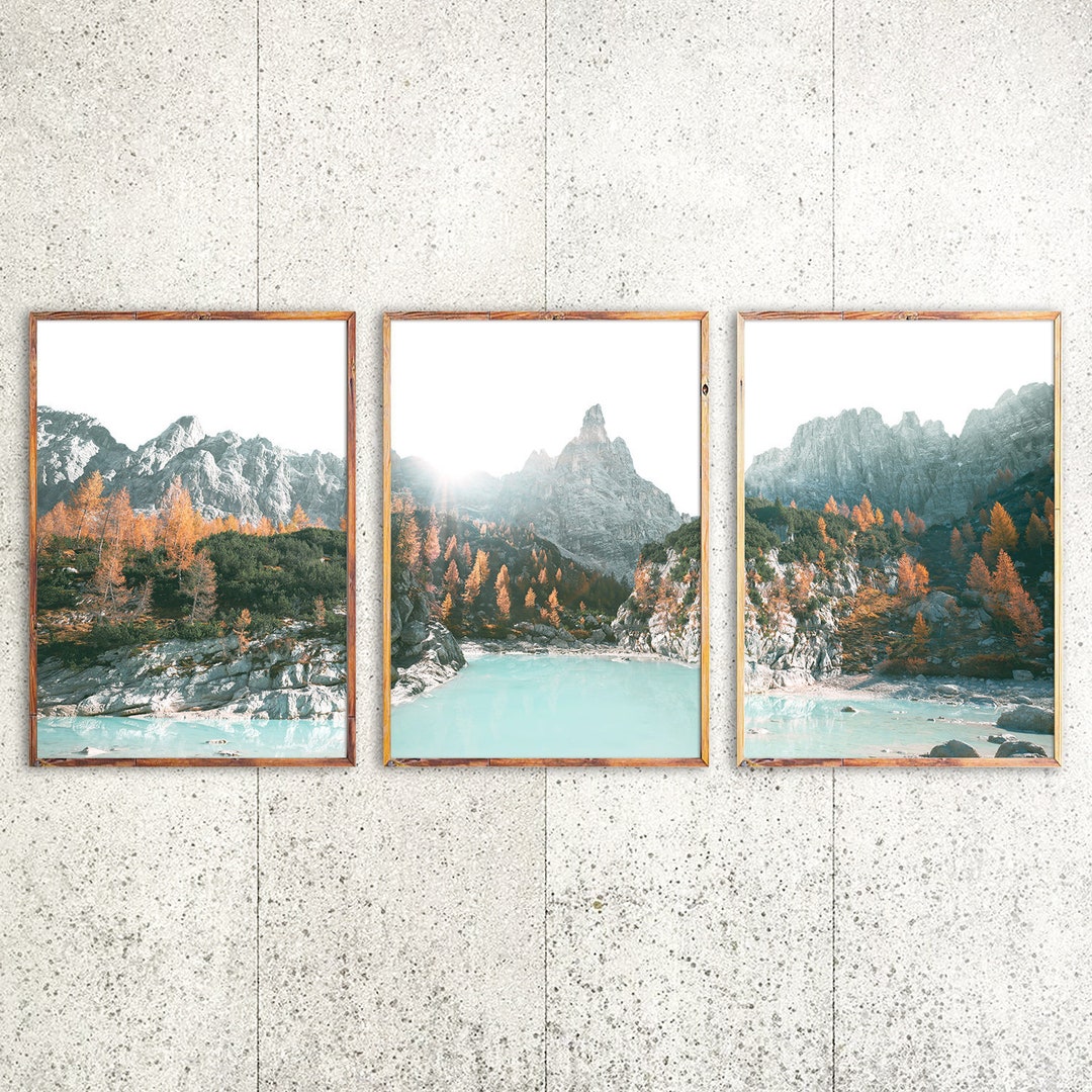 Mountain Poster Scandinavian Print Set Gallery Wall Set of 3 Wall Art ...