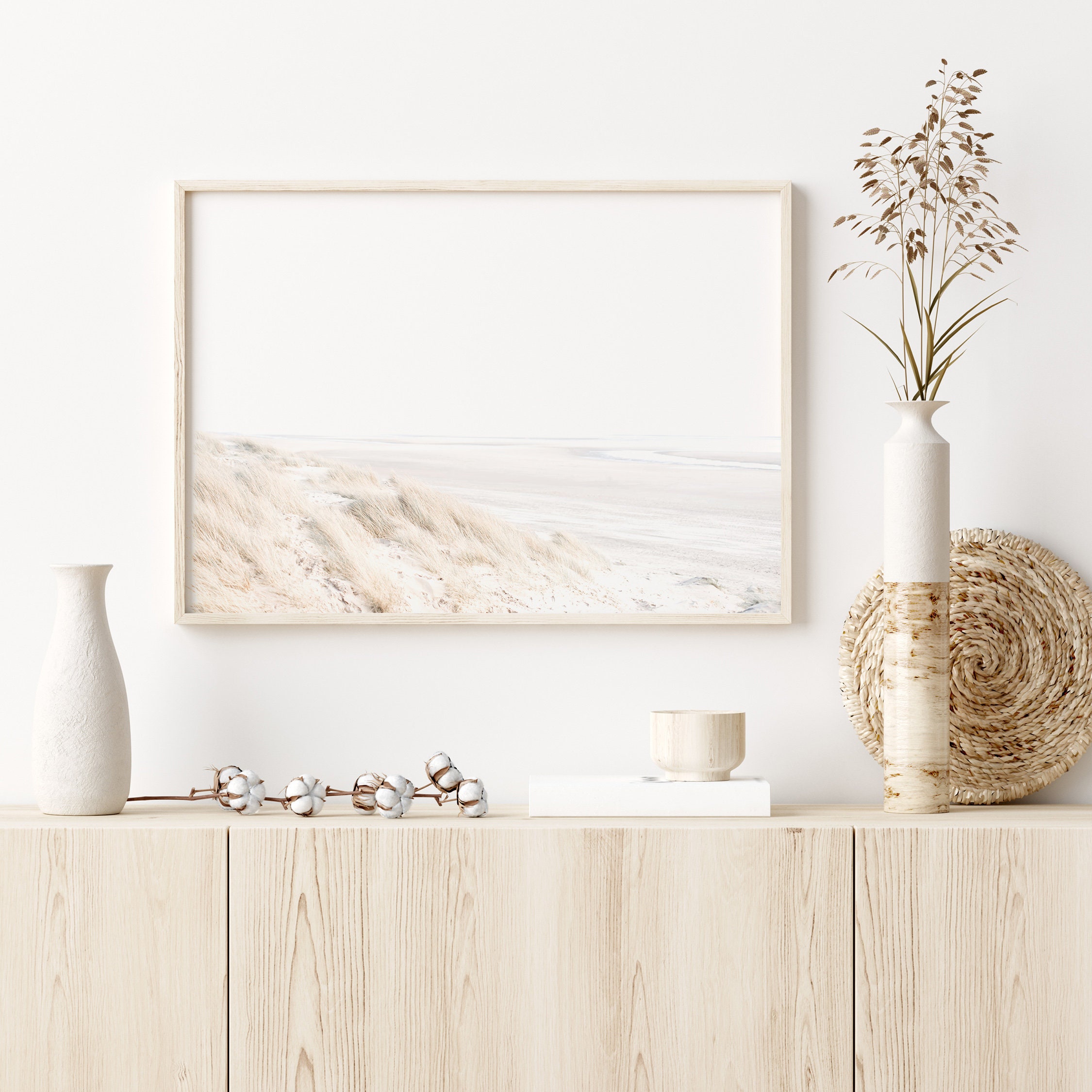 Neutral Beach Print: Minimalist Coastal Landscape Wall Art, Ocean ...