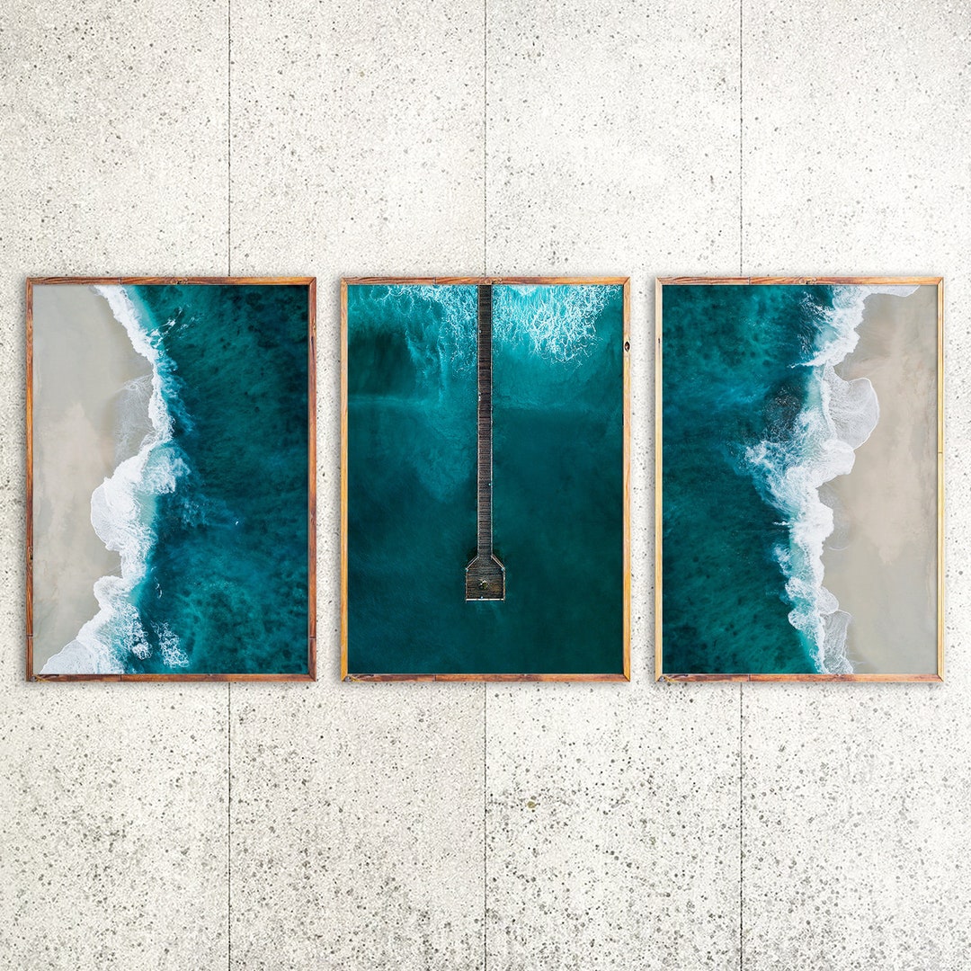 Ocean Print Wall Gallery Set of 3 Wall Art Coastal Print Ocean ...