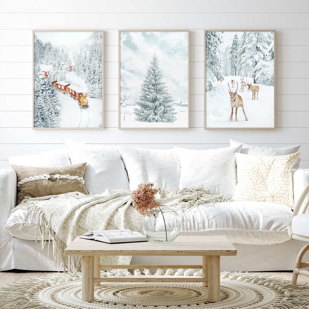 Christmas Print Set, Nordic Winter Decor, Nursery Wall Art, Christmas ...
