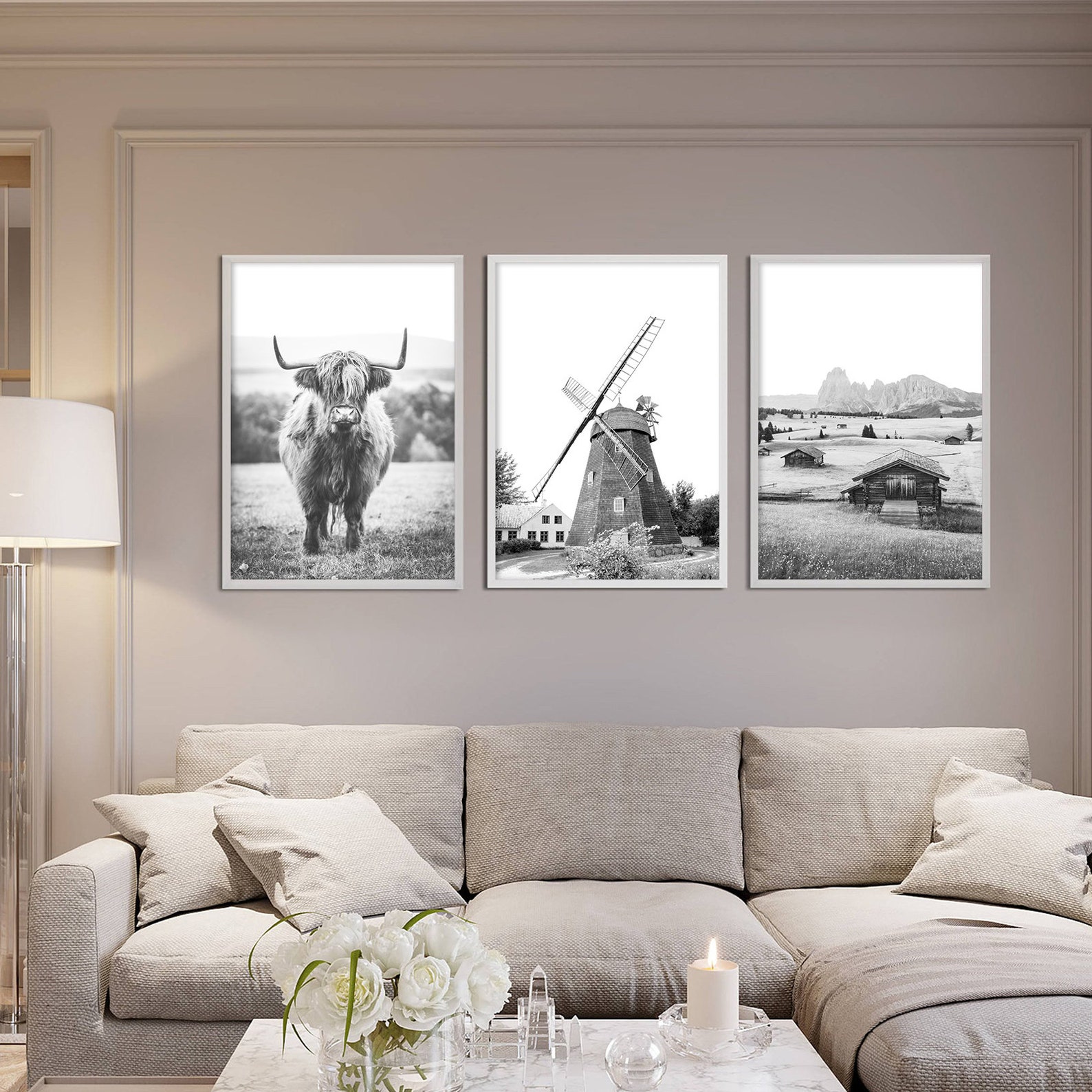 Set of 3 Farmhouse Prints Farmhouse Decor Farm Prints Highland - Etsy