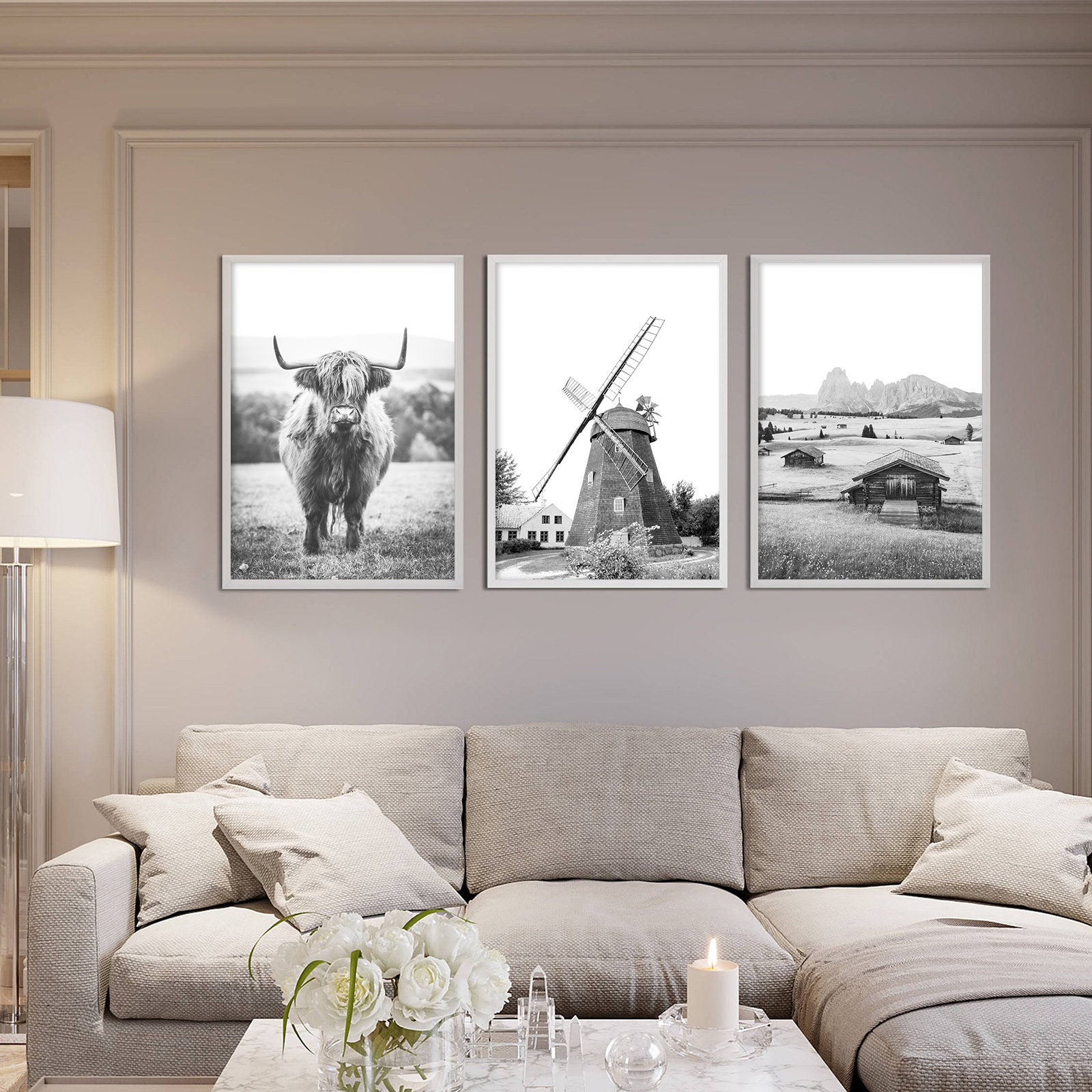 Set of 3 Farmhouse Prints Farmhouse Decor Farm Prints Highland | Etsy