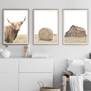 Farmhouse Art Rustic Print Set of 3 Wall Art Farm House Decor Neutral ...