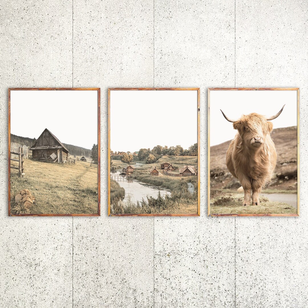 Farmhouse Print Set of 3 Wall Prints Rural Landscape Photography Rustic ...