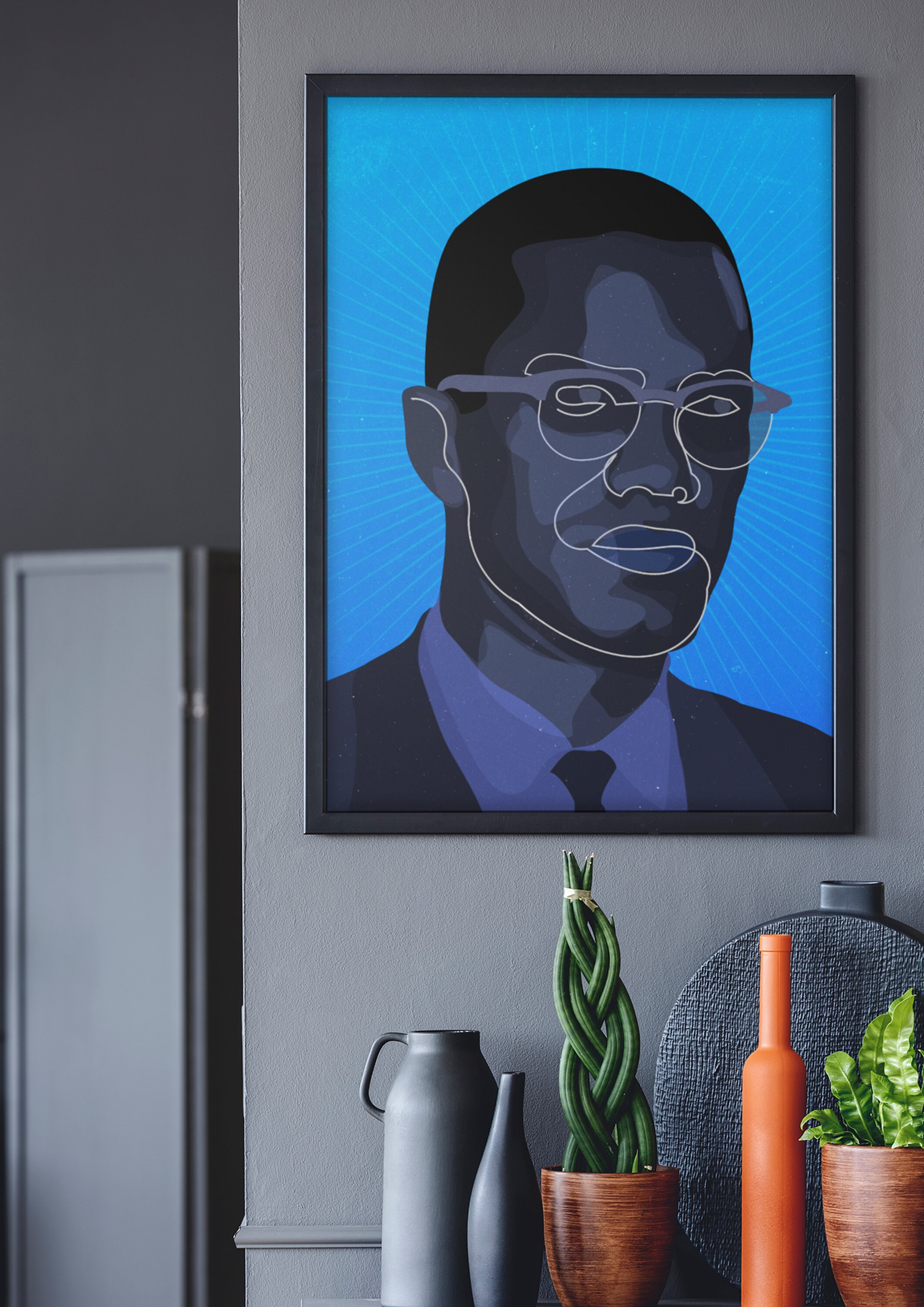 Malcolm X Silhouette Line Drawing Poster - Etsy