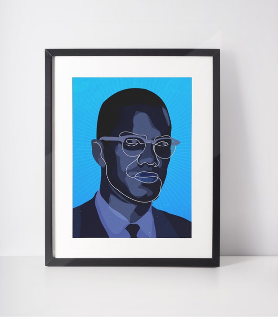 Malcolm X Silhouette Line Drawing Poster - Etsy Ireland