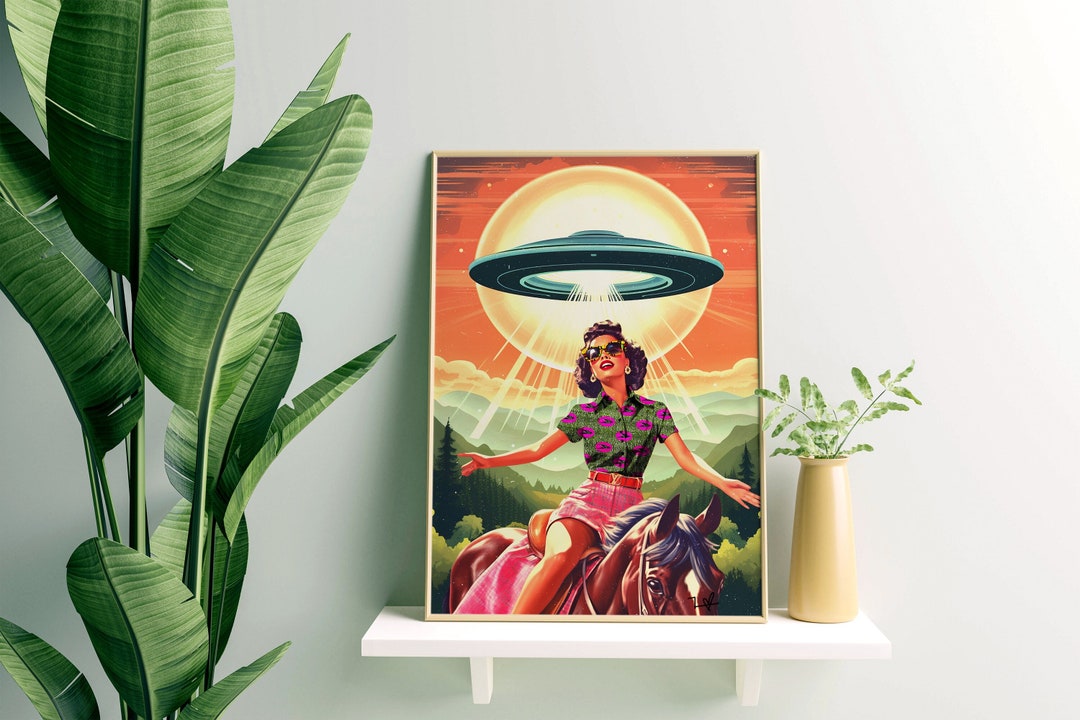 Beam Me Up Vintage Collage Art, Retro Art, Cosmic Art, Vintage Art - Etsy