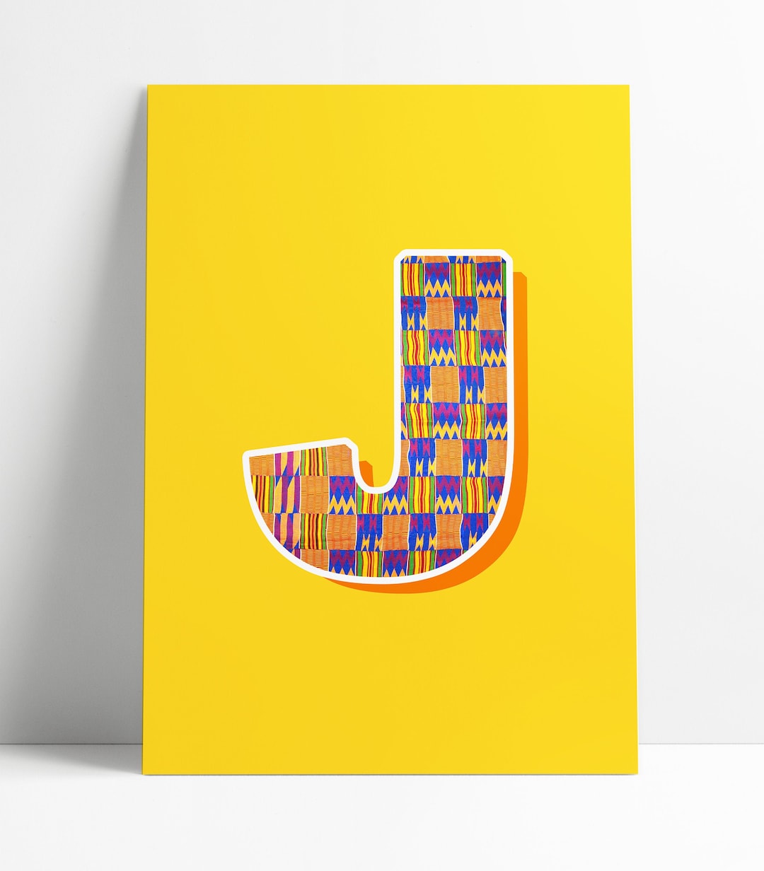 Yellow Kente African Fabric Letter Print, Initial Print, Name Print ...
