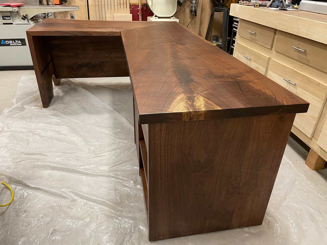 Made to Order Live Edge Walnut Waterfall L-shaped Desk - Etsy