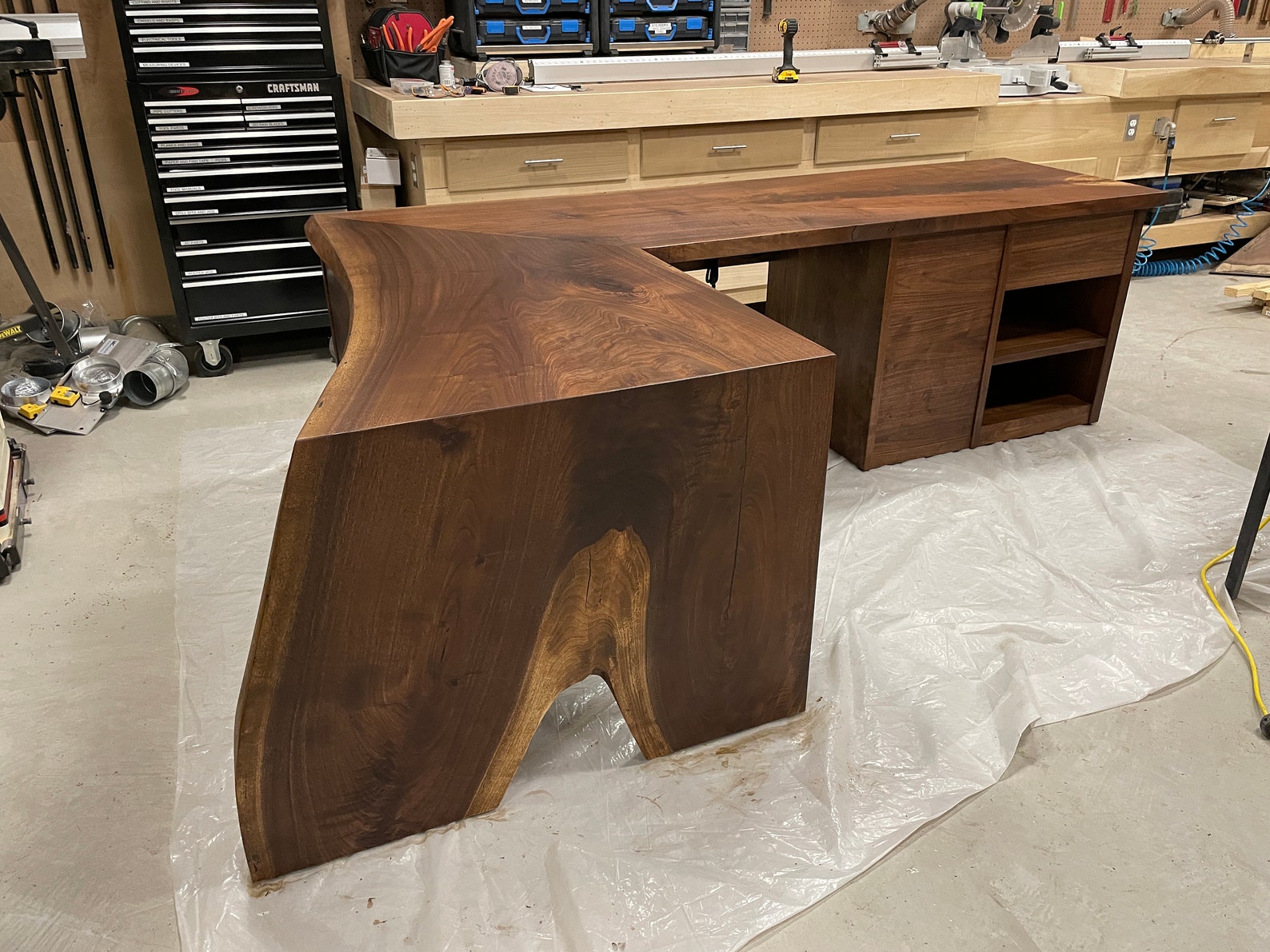 Made to Order Live Edge Walnut Waterfall L-shaped Desk - Etsy