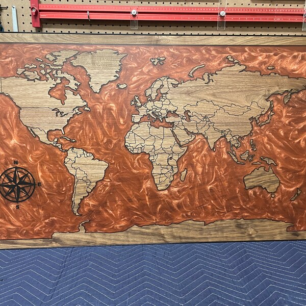 Walnut Push Pin World Map - Etsy