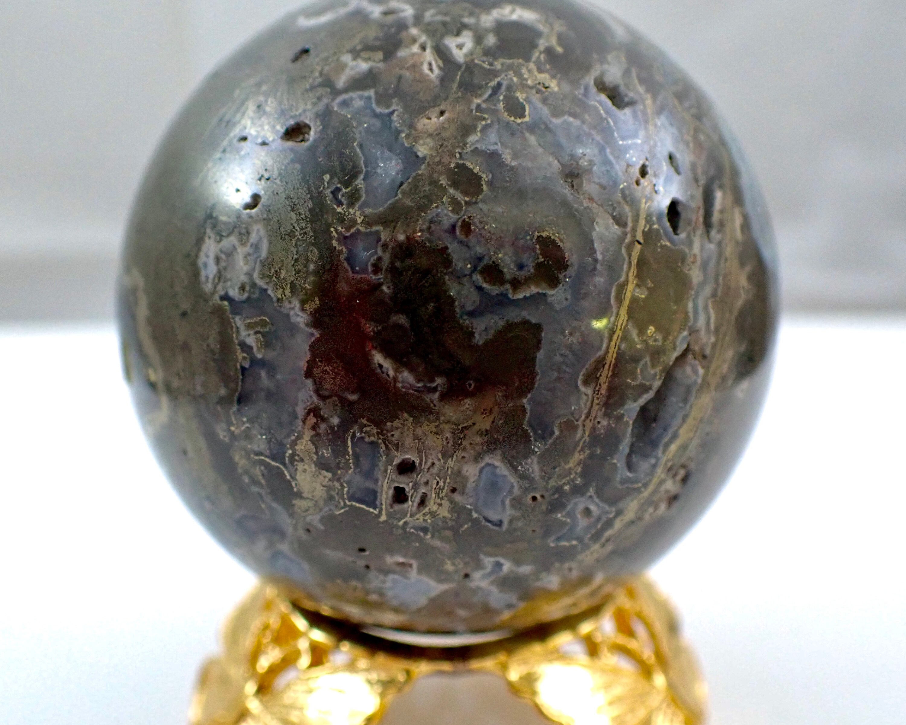 Rare Marcasite Sphere With Agate From Nipomo, California Collector's ...