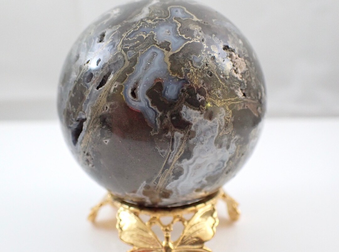 Rare Marcasite Sphere With Agate From Nipomo, California Collector's ...