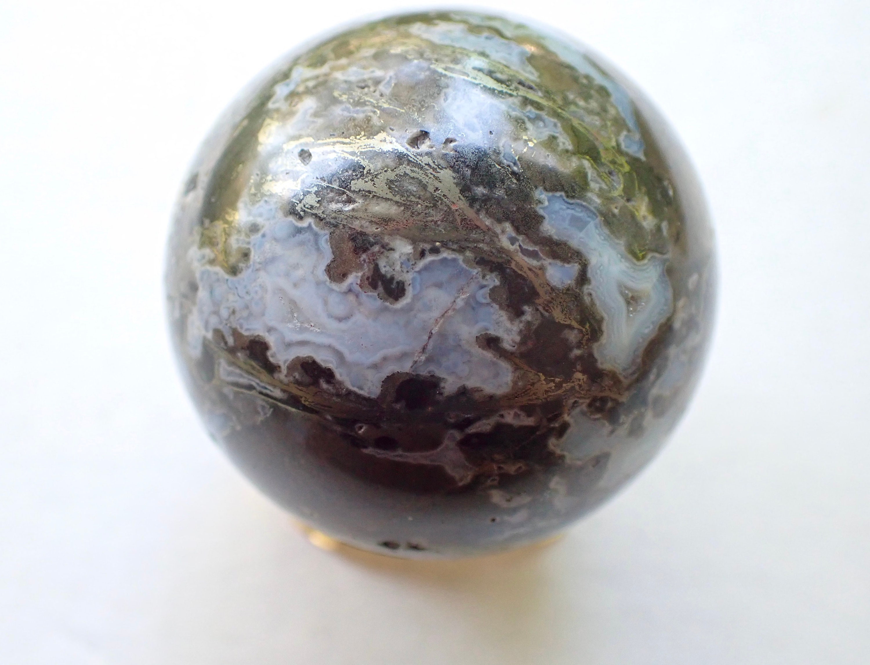 Rare Marcasite Sphere With Agate From Nipomo, California Collector's ...