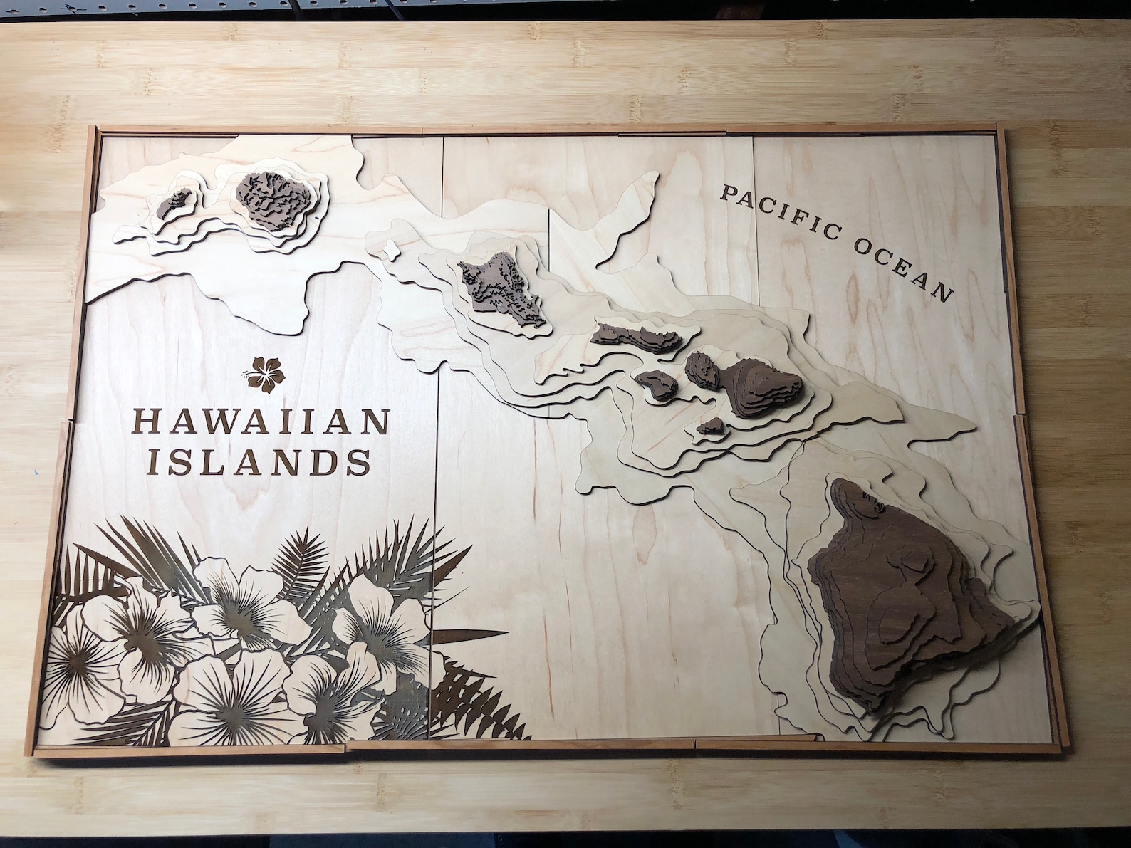 Maui Hawaii Island Topographical Relief Map Laser Cut Files. SVG, PDF ...