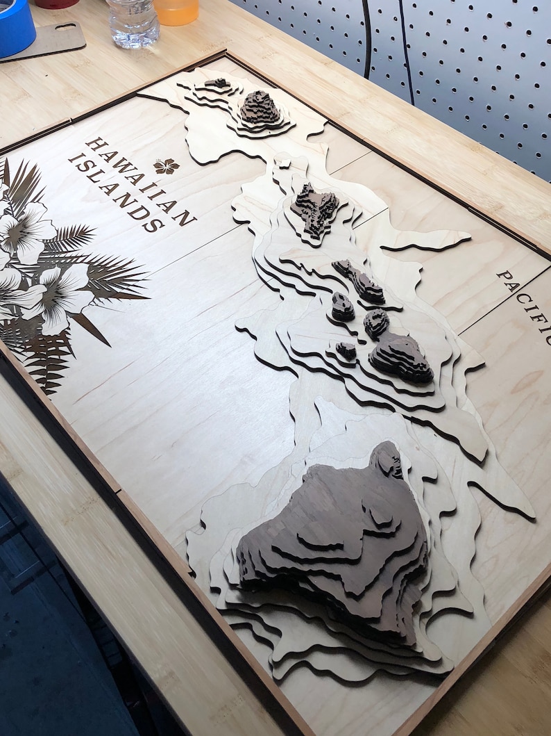 Hawaii Islands Topography Laser Cut File: SVG, PDF, AI - Etsy