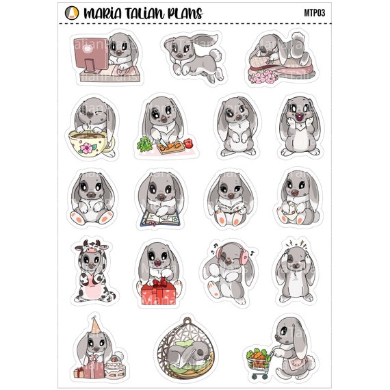 Millie the Bunny Vinyl Character Sticker Sheet - Etsy
