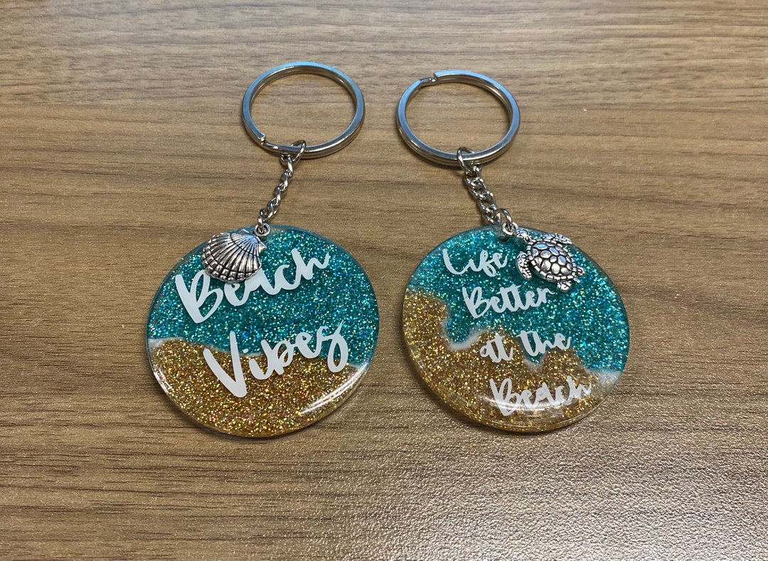 Beach Glitter Keychain, Cute Beach Gift Idea, Beach Please Keychain ...