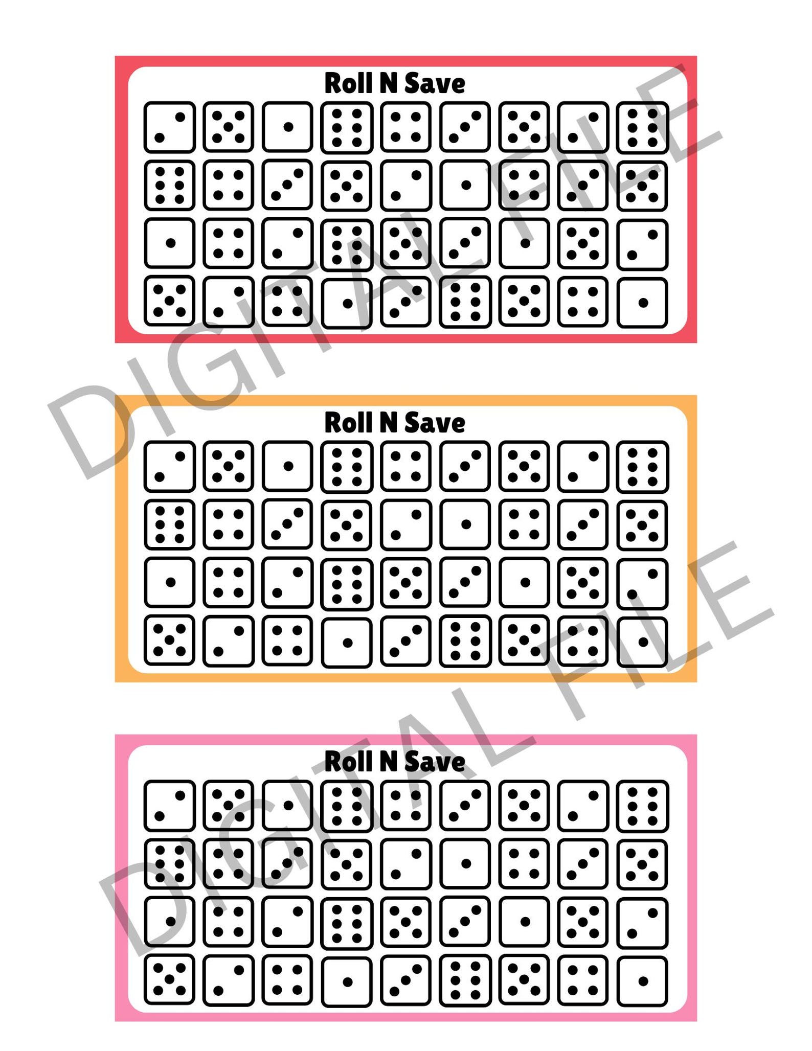 Roll and Save Savings Challenge, Instant Download Savings Challenge, A6 ...