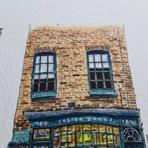 London Bookshops Collection Ink & Watercolour Sketch Print by Phil ...