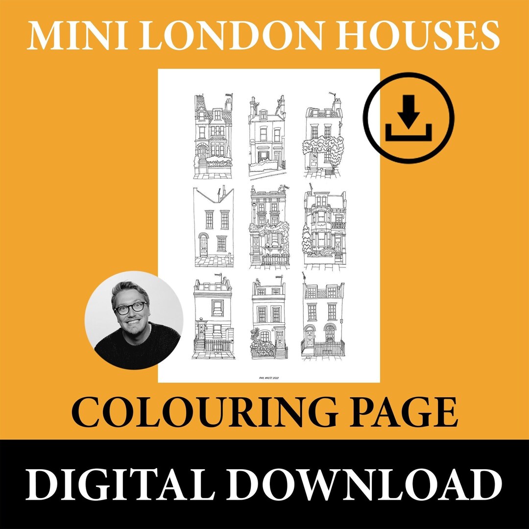 Mini London Houses A4 - Printable Colouring Sheets for Kids, PDF Urban ...