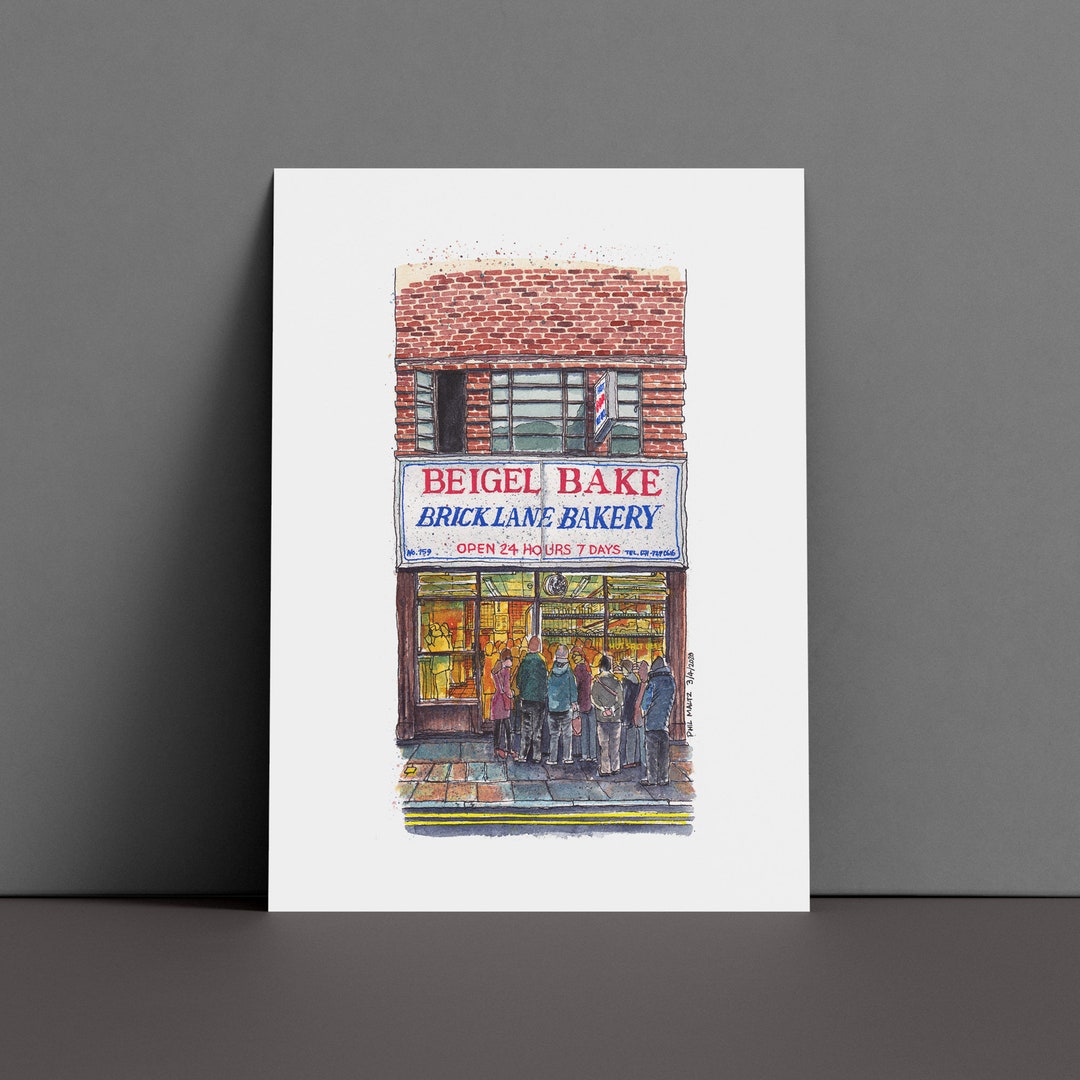 Beigel Bake, Brick Lane east London Ink & Watercolour Sketch Giclée ...