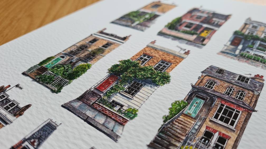 London House Collection Ink & Watercolour Sketch Print by - Etsy UK