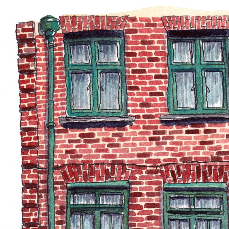 L Manze, Pie Mash Shop east London Ink & Watercolour Sketch Print by ...