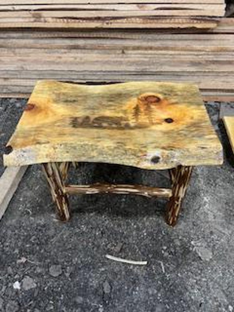 Live Edge End Table With Bear - Etsy